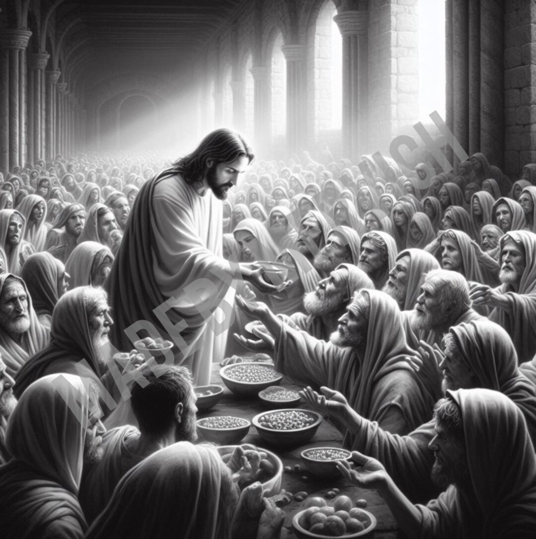 Laser Engrave PNG - Jesus Feeding the People / Laser Ready / PNG for ...