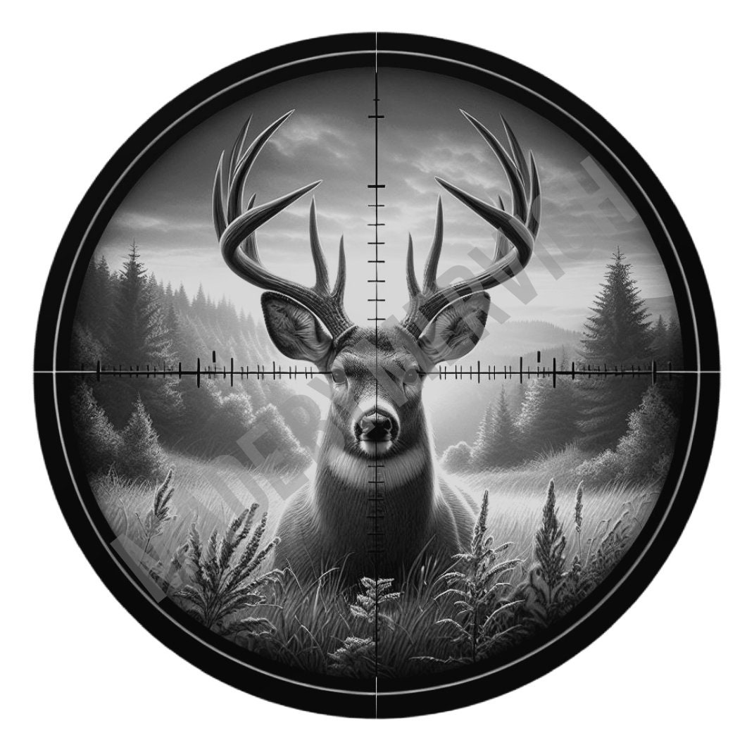Laser Engrave PNG - Buck Sighted in Scope | Deer in Scope | Laser Ready ...