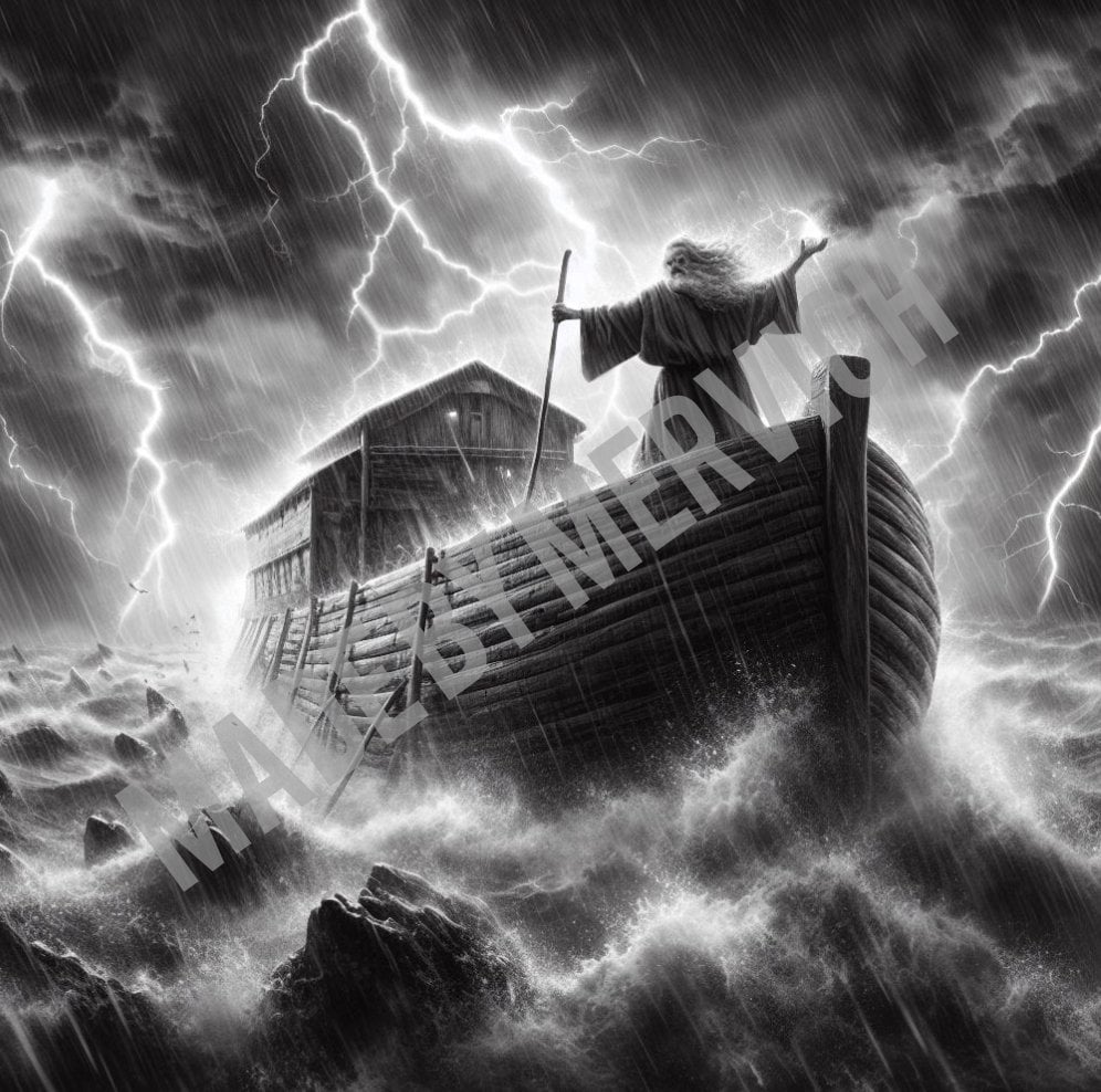 Laser Engrave PNG Noahs Ark in Storm / Laser Ready / PNG for Engraving ...