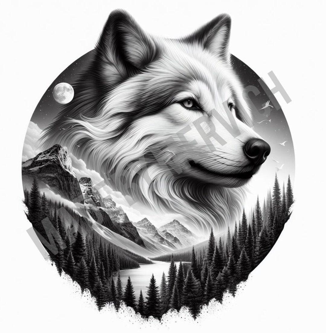 Laser Engrave PNG - Wolf Nature Scenery / Laser Ready / PNG for ...