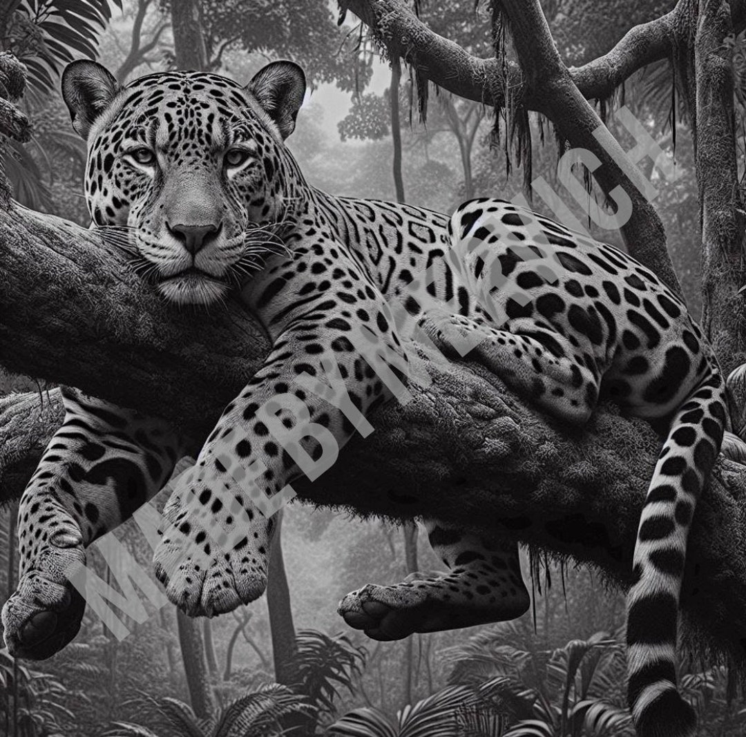 Jaguar on Tree Limb PNG - Laser Engrave Image (digital File) - Etsy