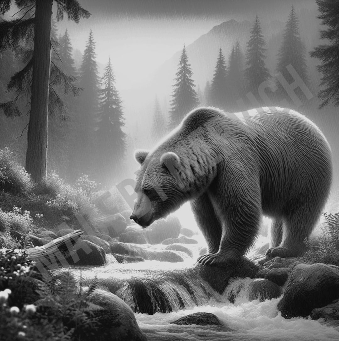 Laser Engrave PNG - Bear in Nature / Laser Ready / PNG for Engraving ...