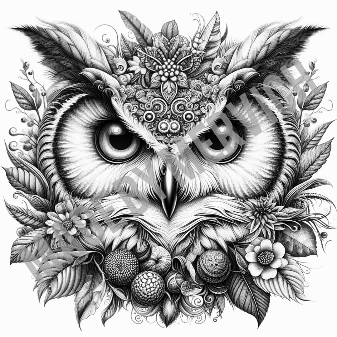 Laser Engrave PNG - Owl Floral Image / Laser Ready / PNG for Engraving ...