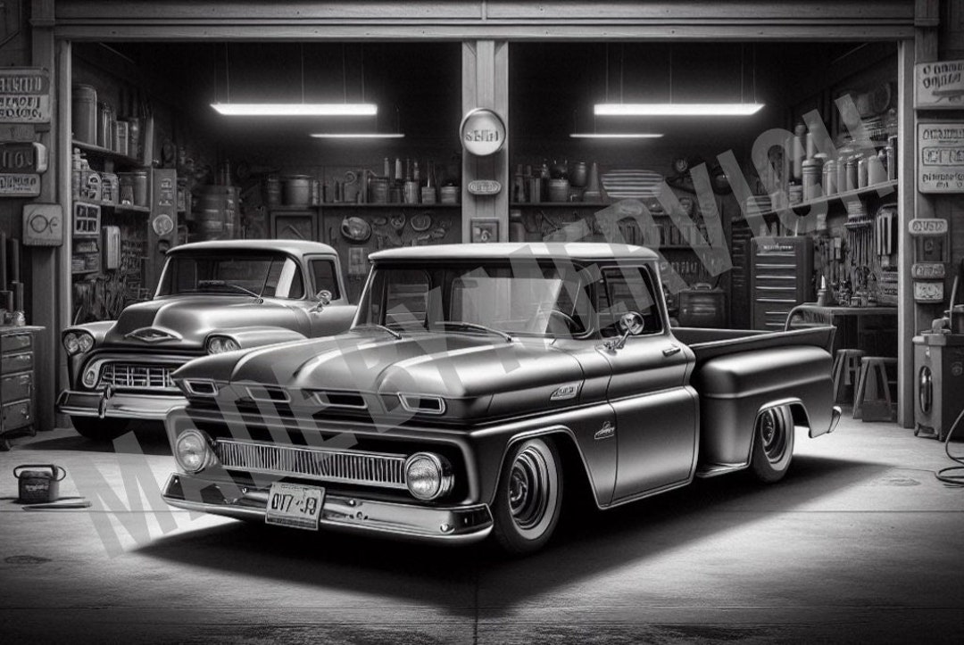Laser Engraved 1960s Chevy Silverado Garage Scene (PNG) - Etsy
