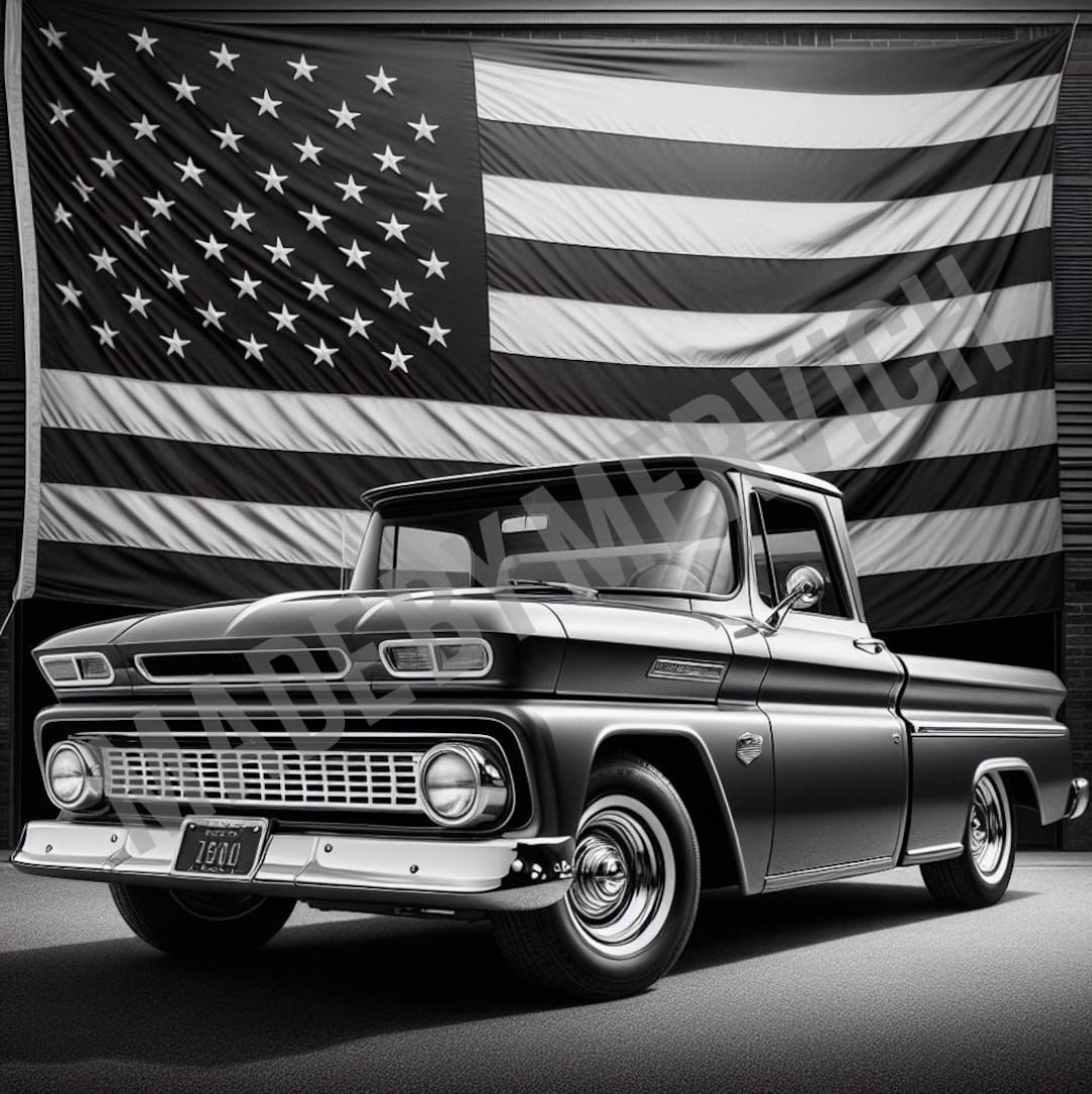 Laser Engrave PNG - Classic Truck | American Flag | 1960s Chevrolet ...