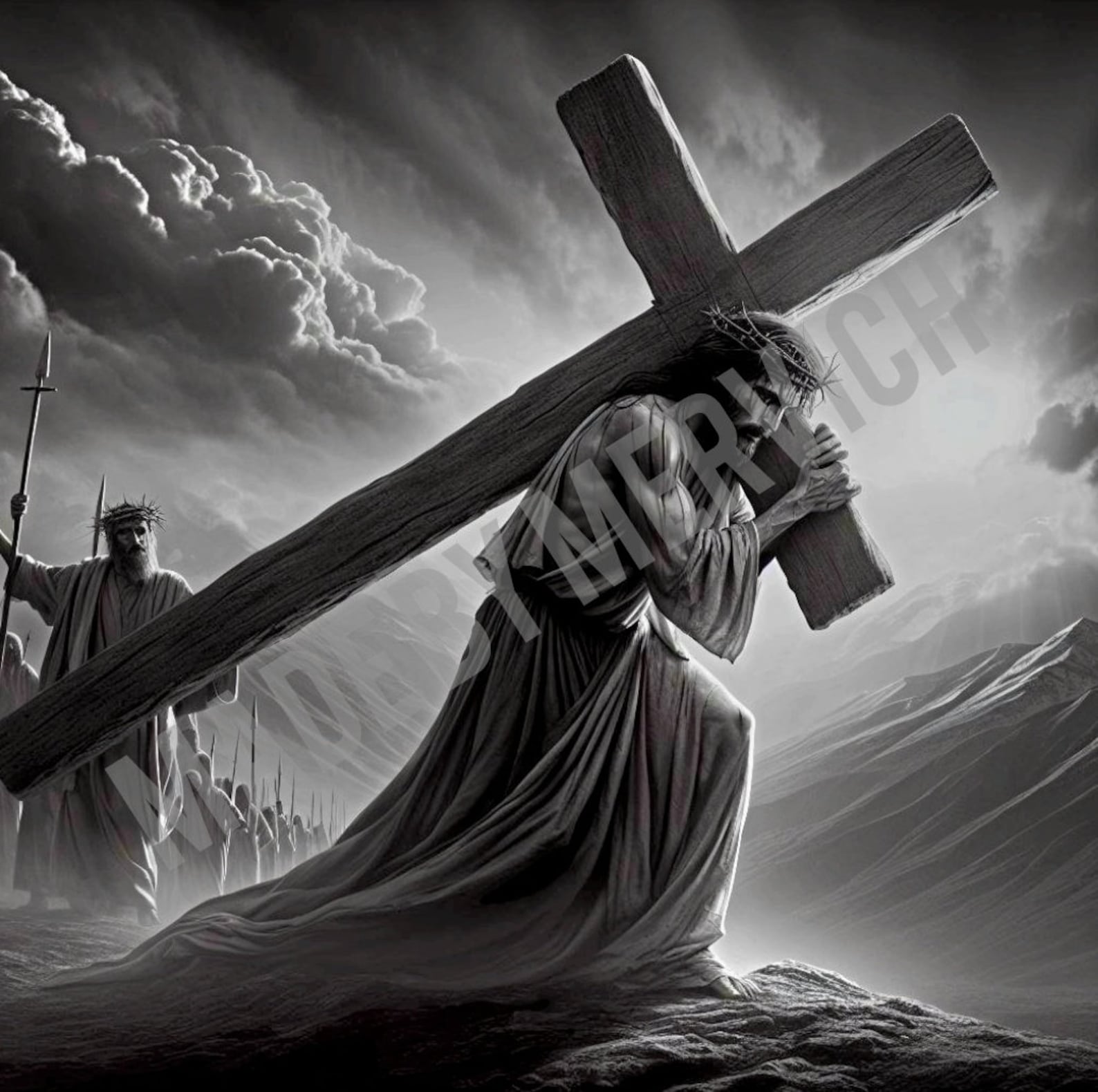 Laser Engrave PNG - Jesus Carrying Cross / Laser Ready / PNG for ...