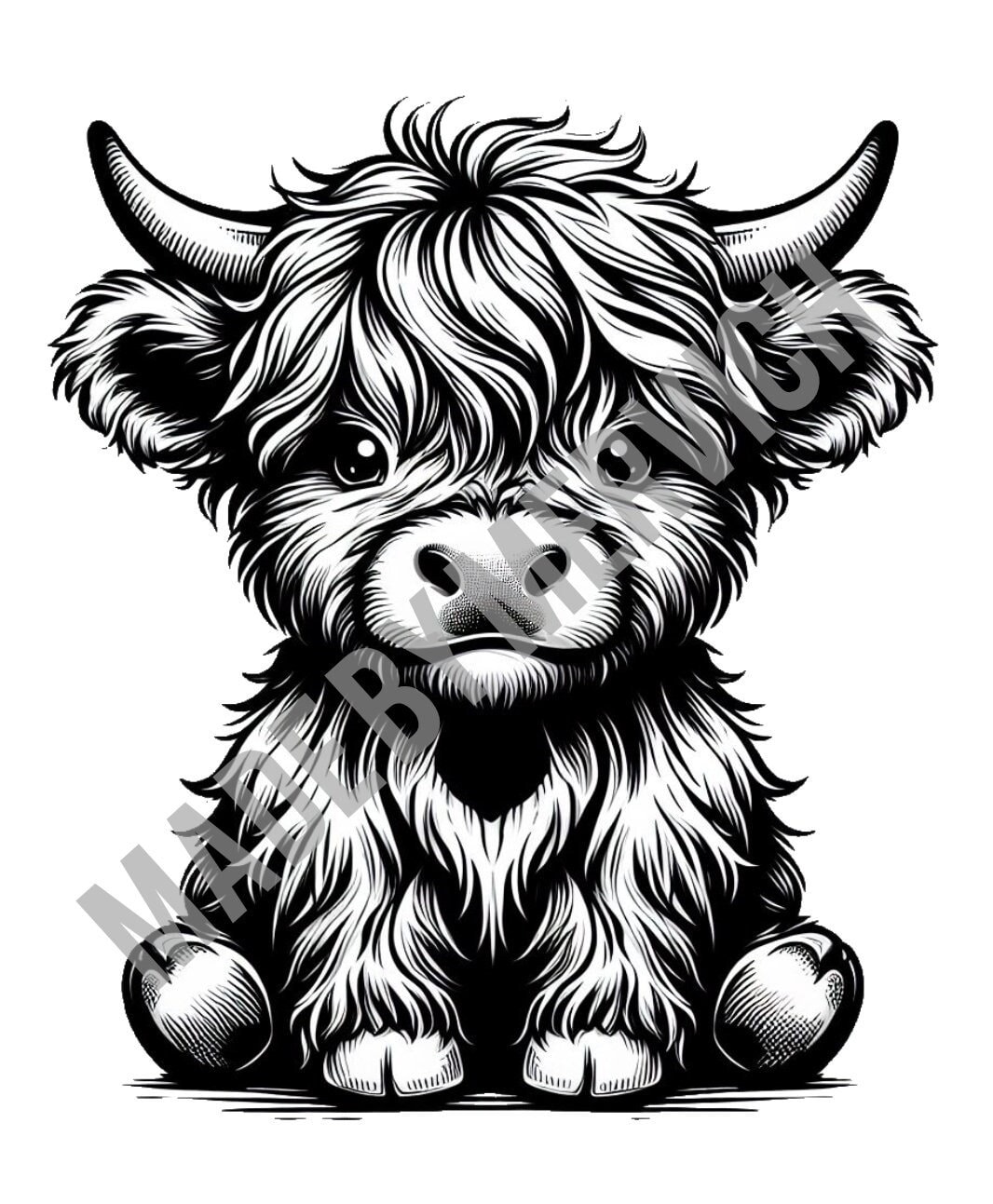 Laser Engrave PNG Adorable Highland Cow / Laser Ready / PNG for ...
