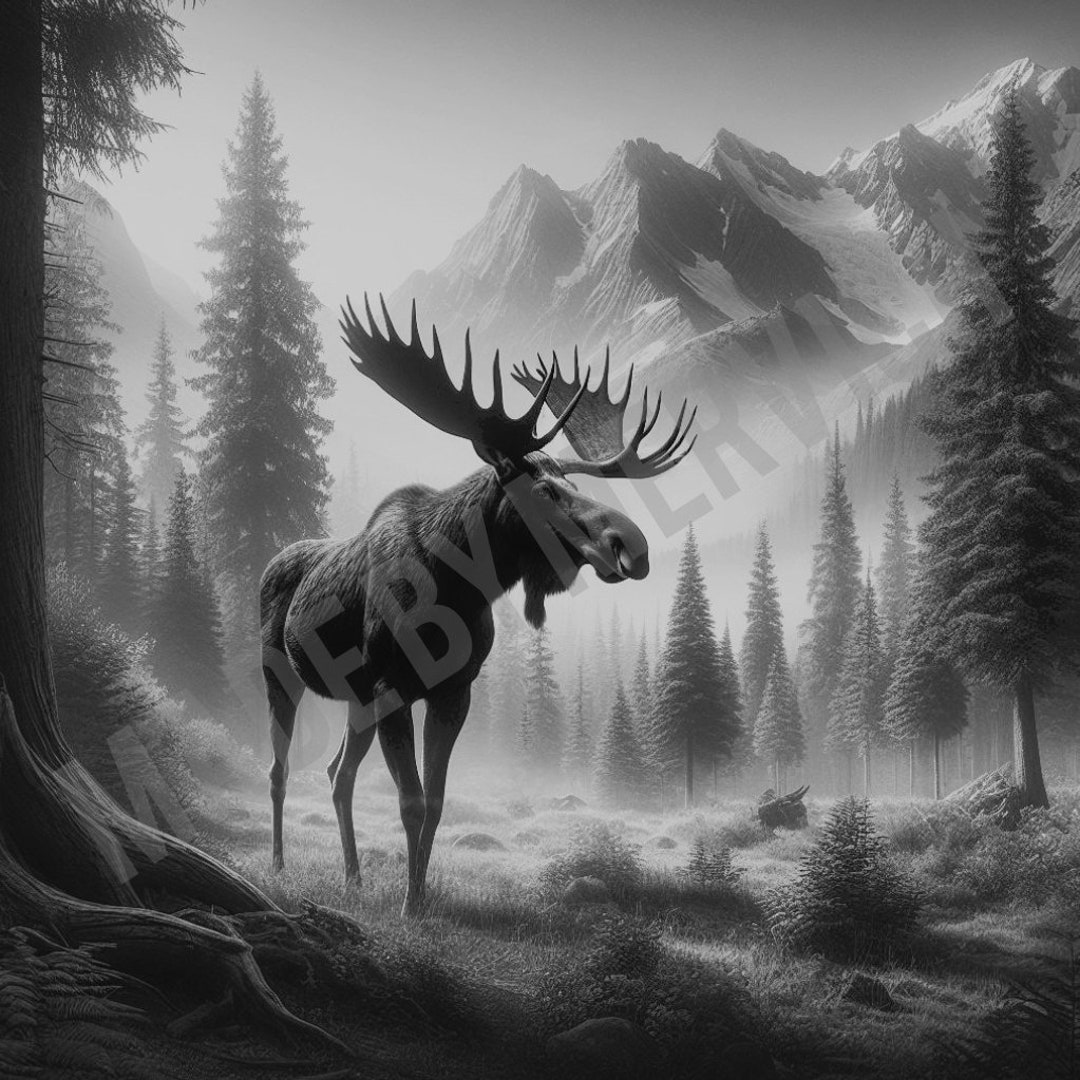 Laser Engrave PNG - Moose in Nature / Laser Ready / PNG for Engraving ...