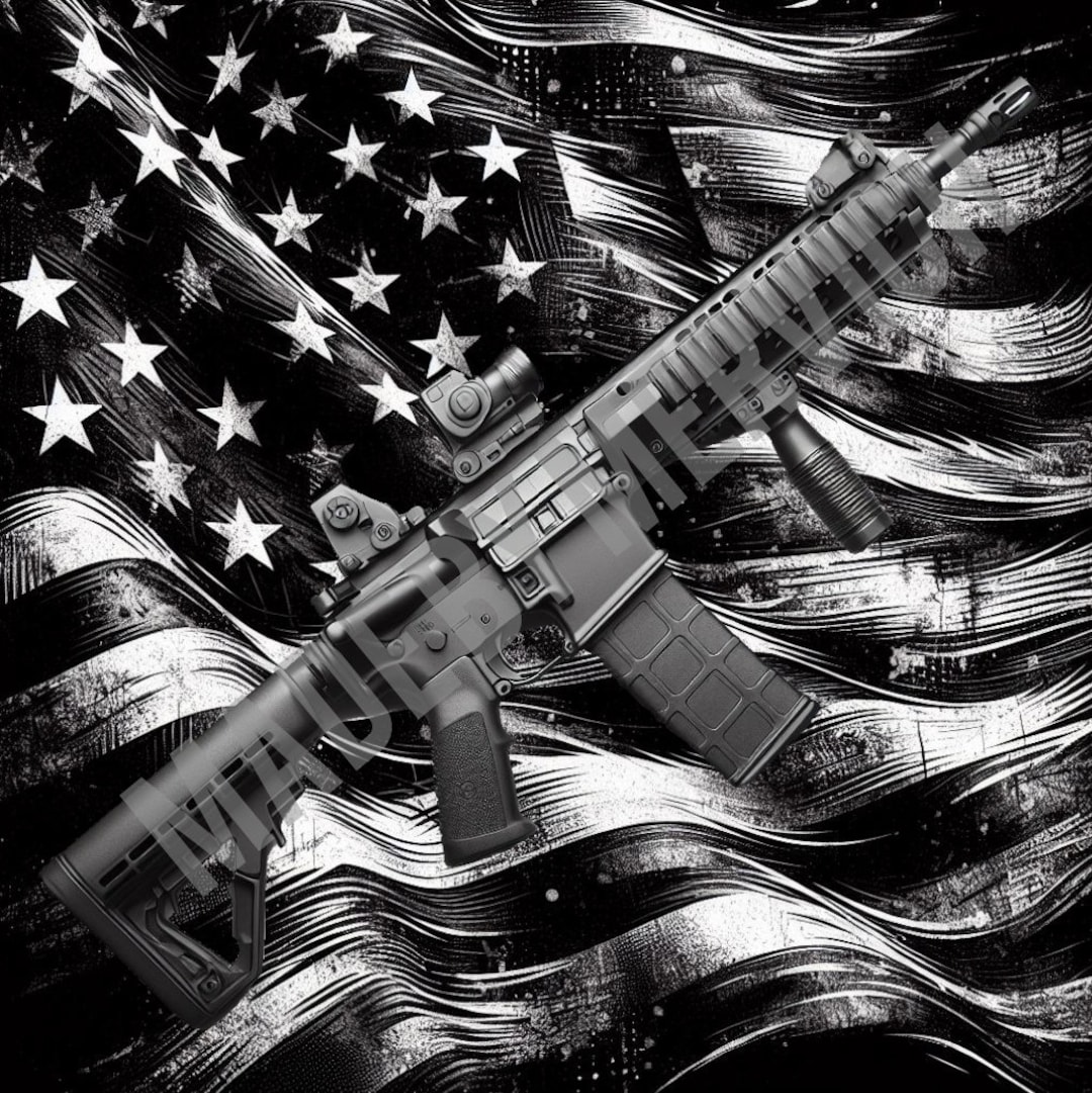 Laser Engrave PNG - AR-15 With American Flag / Laser Ready / PNG ...