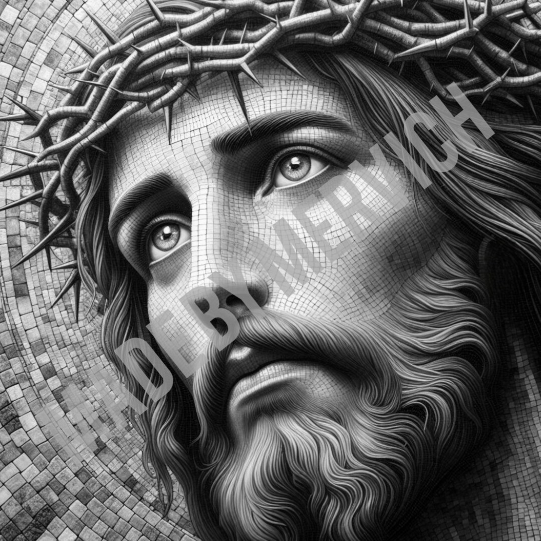 Jesus Mosaic Face PNG - Laser Engrave Image (digital File) - Etsy