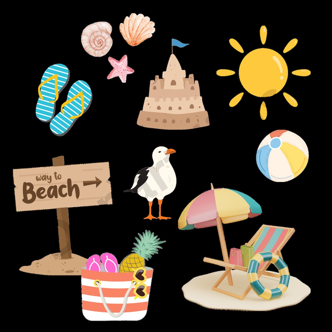 Beach Set Png Cut Files Original Clip Art Images Instant Download - Etsy