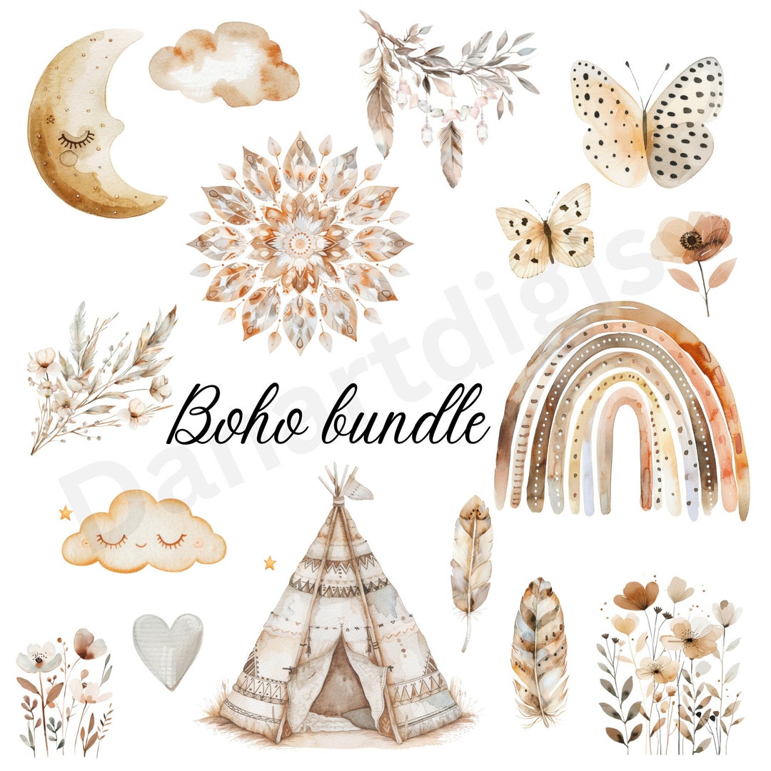 Boho Bundle Set Png Cut Files Clip Art Images Instant Download - Etsy