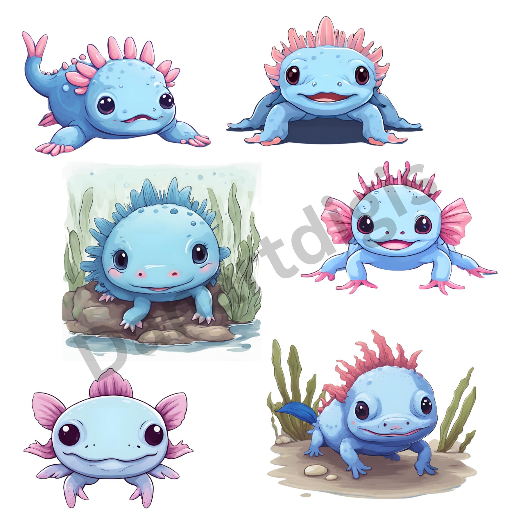Axolotl Set Png Cut Files Original Clip Art Images Instant Download - Etsy