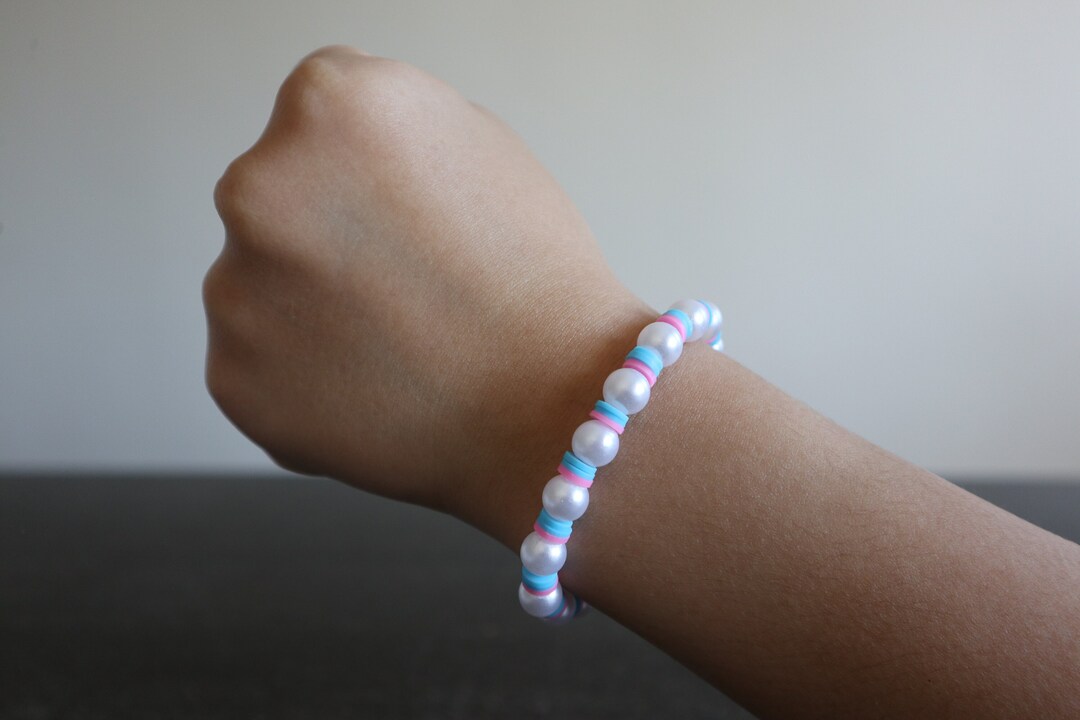Cotton Candy Pearl and Clay Bead Bracelet - Etsy