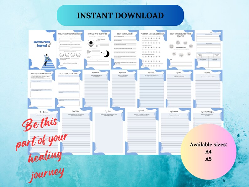 Printable Gentle Mind Journal / Workbook Declutter Your Mind Mental ...