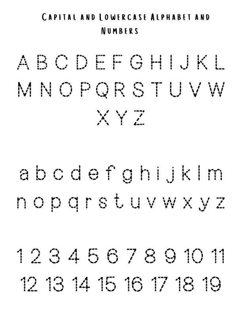 Numbers, Capital and Lowercase Alphabet Tracing Worksheet - Etsy