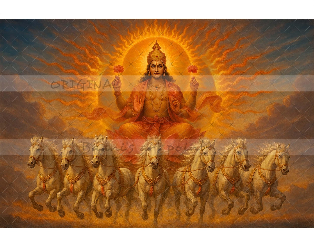 Surya Dev- Sun God, Chariot of Seven Horses, Good Health Prosperity ...