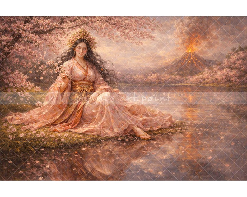 Konohanasakuya-hime, Japanese Blossom Goddess, Shinto Mythology Art ...