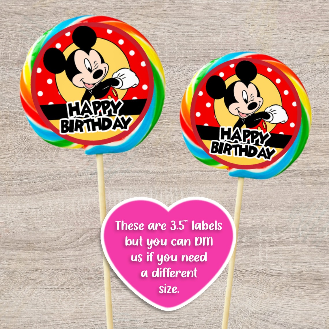 Mickey Mouse Lollipops Labels - Carnival Lollipop - Lollipop Sticker ...