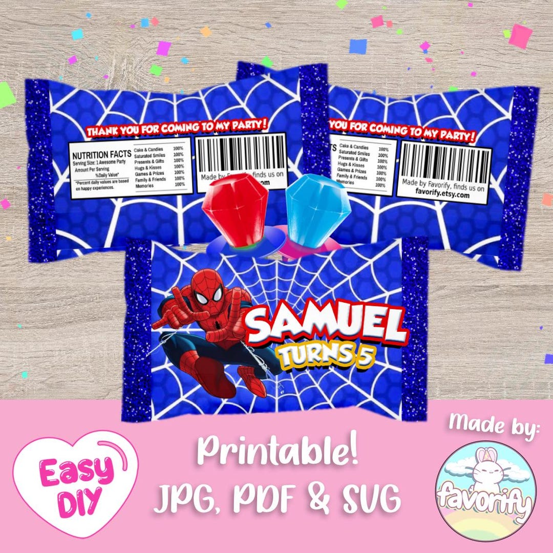 Spiderman Ringpops Wrapper - Spider-man Party - Ring Pop Label - Ring ...