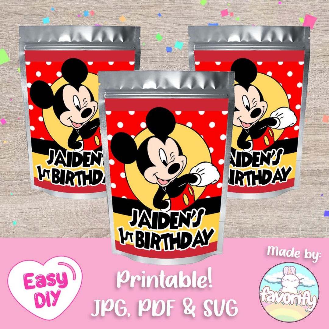 Mickey Mouse Birthday Juice Pouch Labels: Customizable Party Favors ...