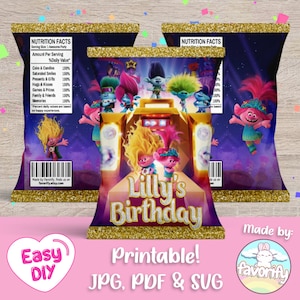 Trolls Chip Bags Wrapper - Trolls 3 Party - Trolls Labels - Girl ...