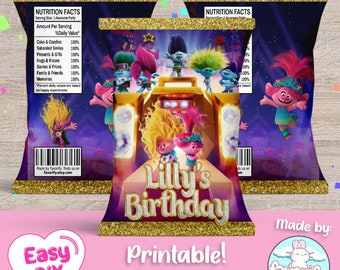 Trolls Chip Bags Wrapper Trolls Party Trolls Labels Girl Poppy Favor ...
