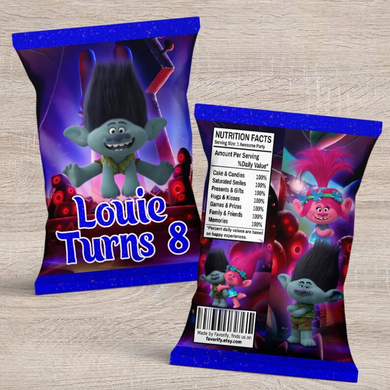 Trolls Chip Bags Wrapper Trolls Party Trolls Labels Boy Poppy Favor ...