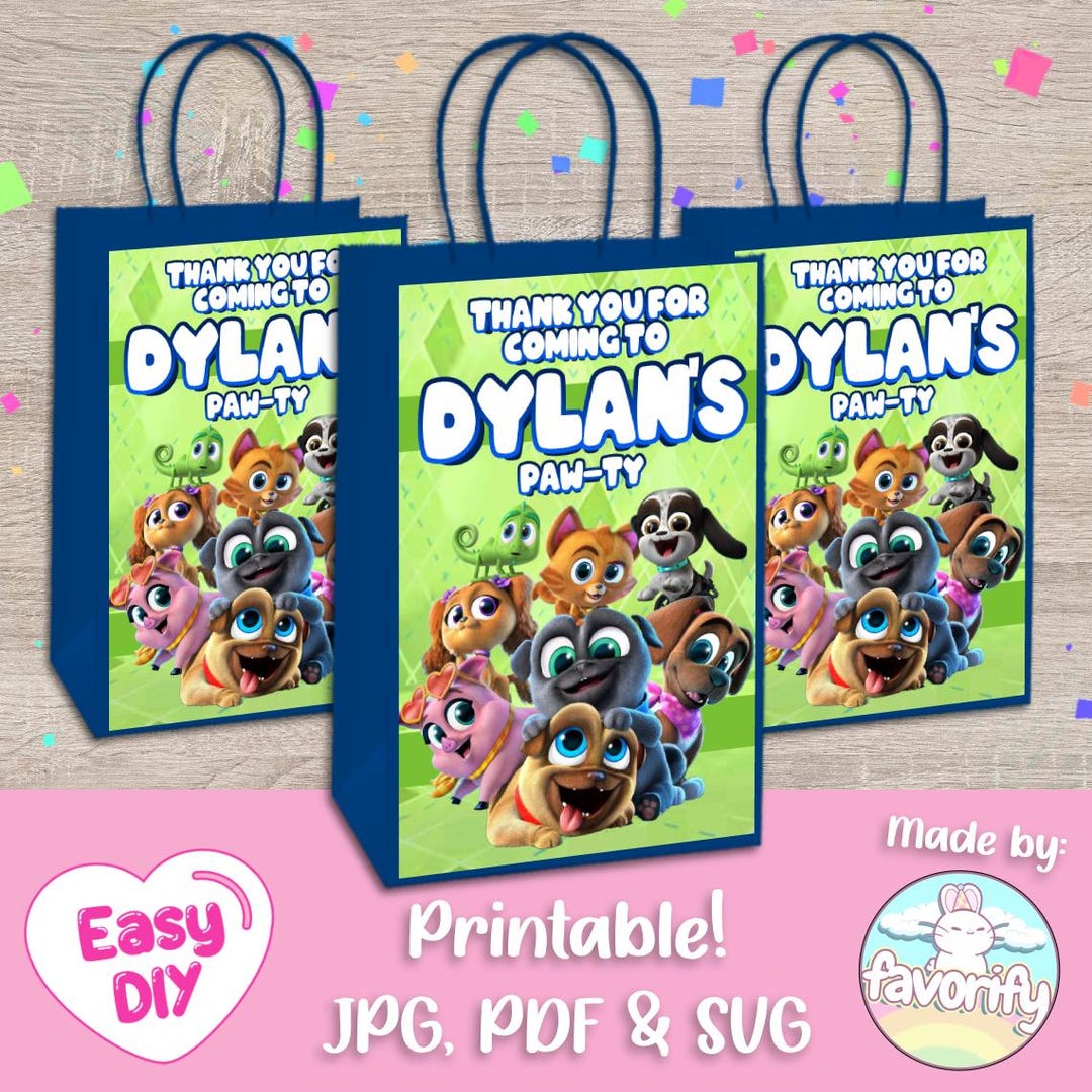 Puppy Dog Pals Gift Bag Label - Gift Bags - Favor Bags - Treat - Party ...