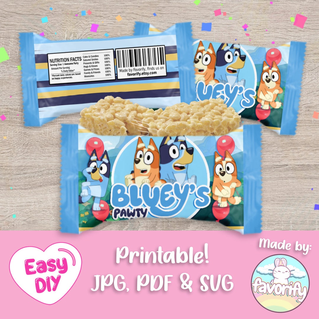 Bluey Rice Krispies Wrapper Bluey Party Bingo Bluey Blaue Party ...