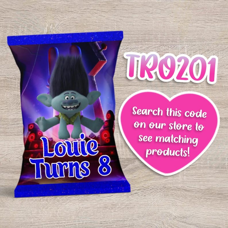 Trolls Chip Bags Wrapper Trolls Party Trolls Labels Boy Poppy Favor ...