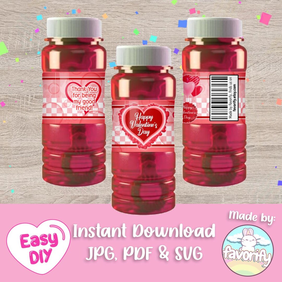 Valentine's Day Bubble Bottle Label - Valentines - Bottle Wrap ...