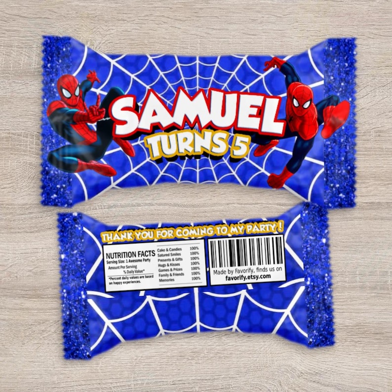 Spiderman Birthday Favors Bundle Chip Bags Wrapper Krispies Water Juice ...