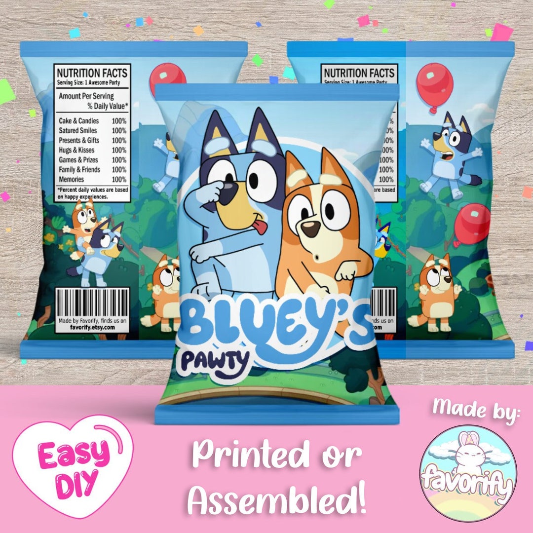 Buy Bluey Chip Bags Wrapper Bluey Party Bluey Blue Party Favor Bags ...