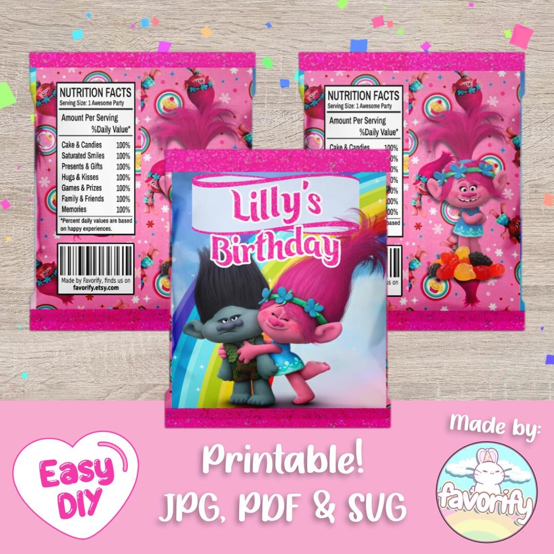 Trolls Fruit Snacks Wrapper - Trolls Party - Poppy - Gummies - Welch's ...