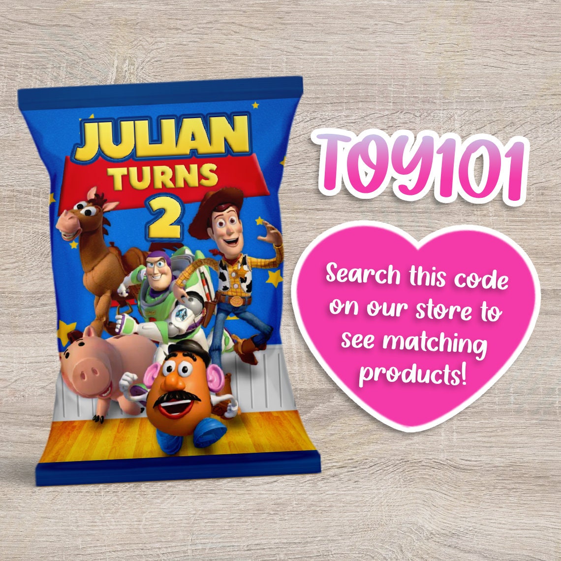 Toy Story Chip Bags Wrapper Toy Story Party Favor Bags Chips Digital ...