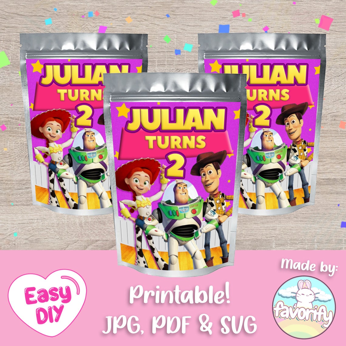 Toy Story Juice Pouch Labels Toy Story Party Favor Bags Chips Digital ...