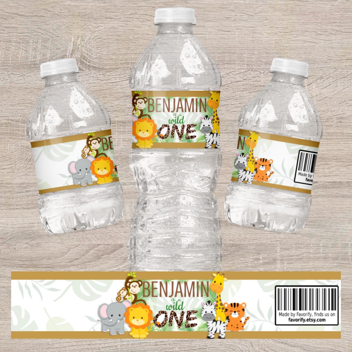 Wild One Water Bottle Labels - First Birthday - Safari - 1st Birthday ...