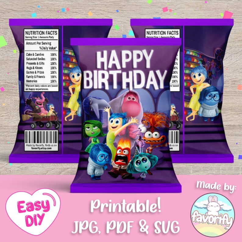 Inside Out Chip Bags Wrapper - Intensamente - Inside Out Party - Favor ...