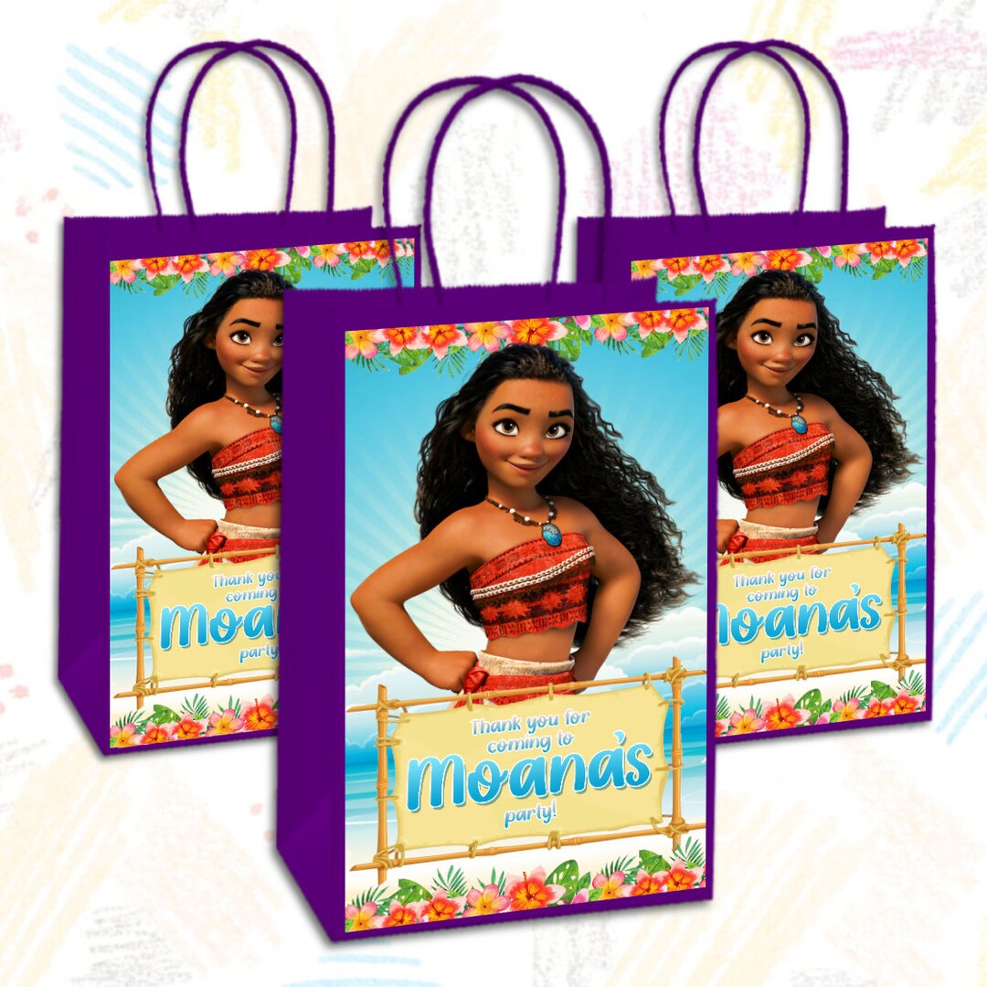 Moana Gift Bag Label Moana Party Favor Bags Gable Box Digital File ...