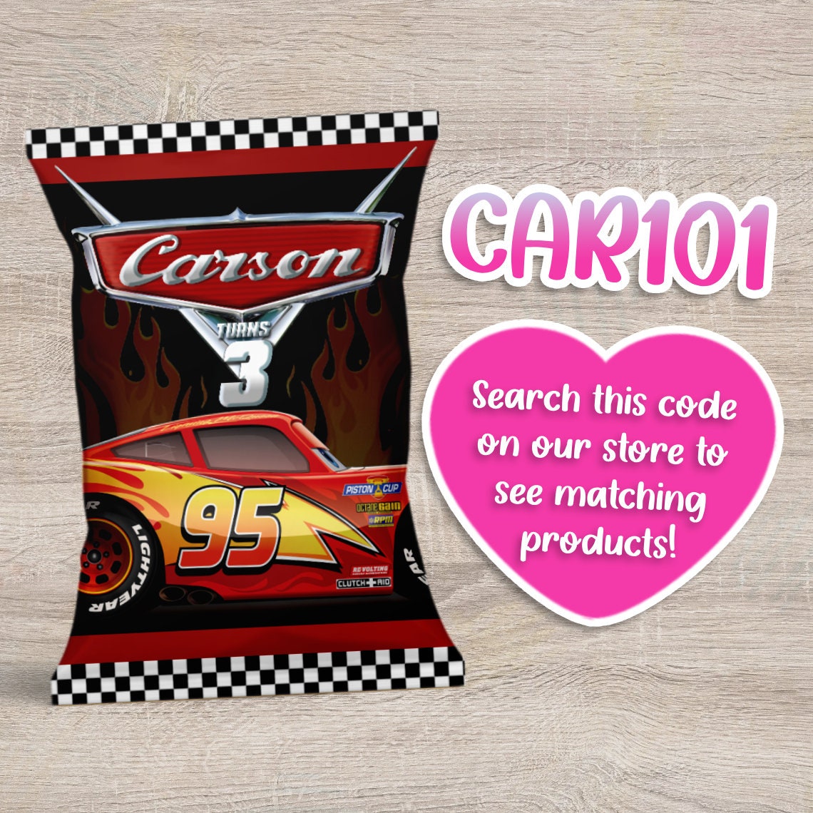 Cars Chip Bags Wrapper - Cars Party - Lightning Mcqueen - Cars Movie ...