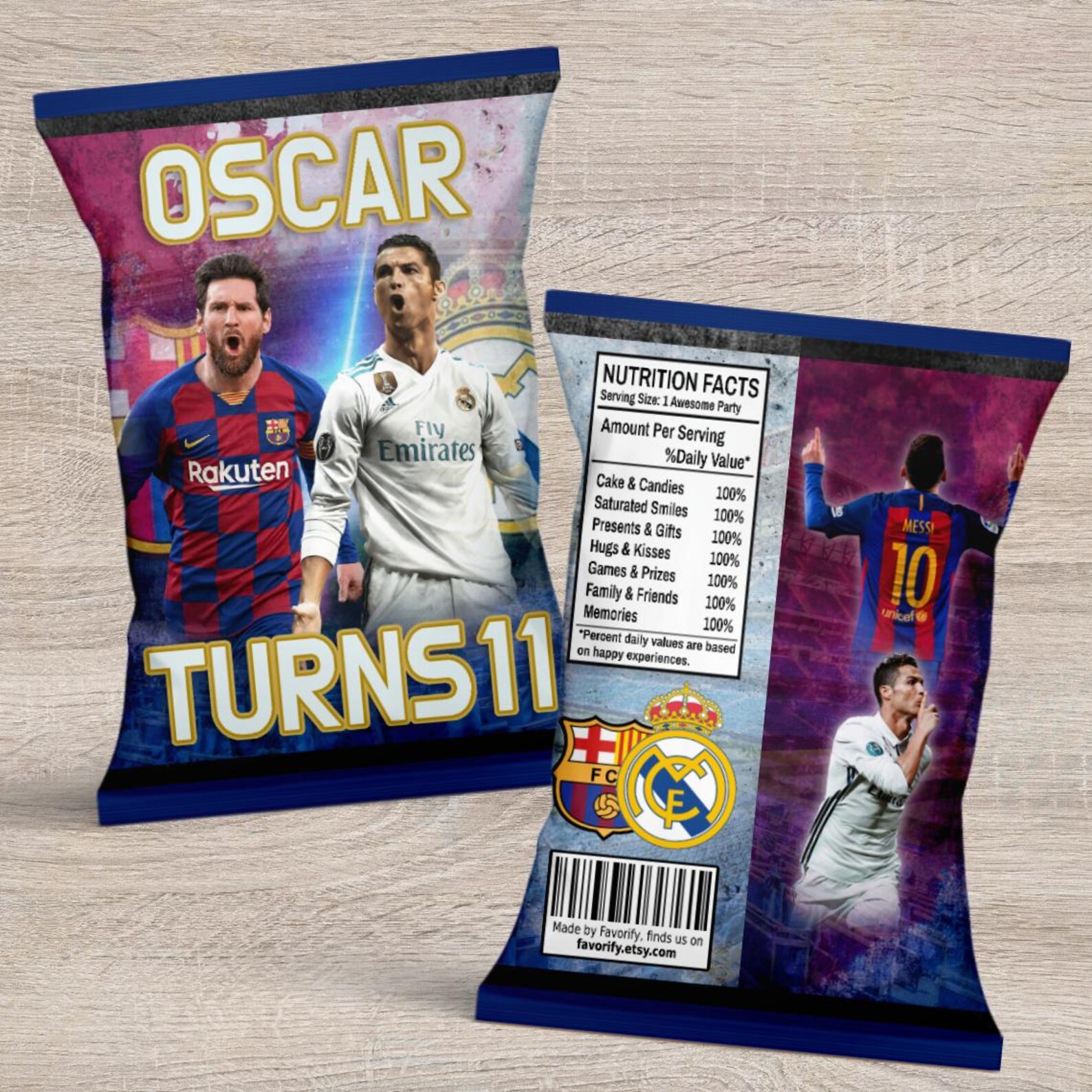 Messi & Cristiano Ronaldo Chip Bags Wrapper - Real Madrid Barcelona ...