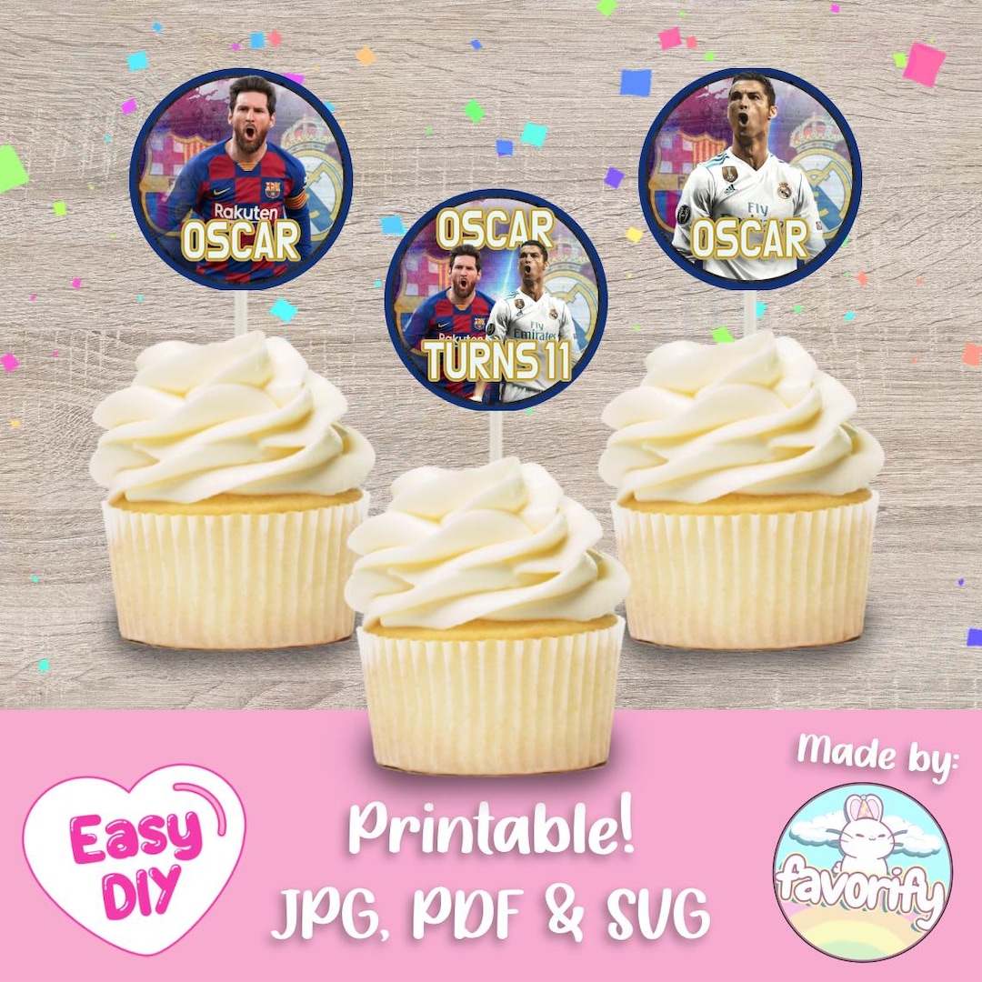 Messi & Cristiano Ronaldo Cupcake Toppers - Soccer - El Clasico ...