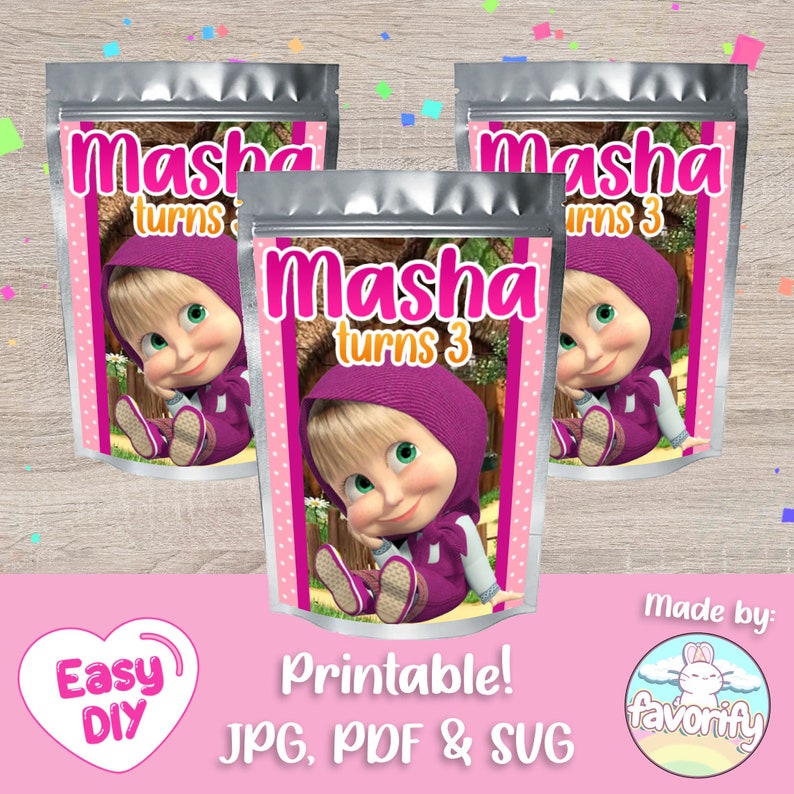 Masha and the Bear Juice Pouch Labels - Masha Party - Masha Birthday ...