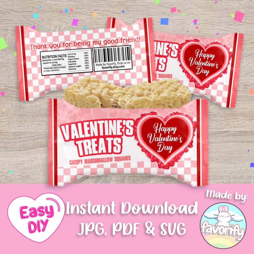 Valentine's Day Rice Krispies Wrapper - Friendship Valentines Class ...