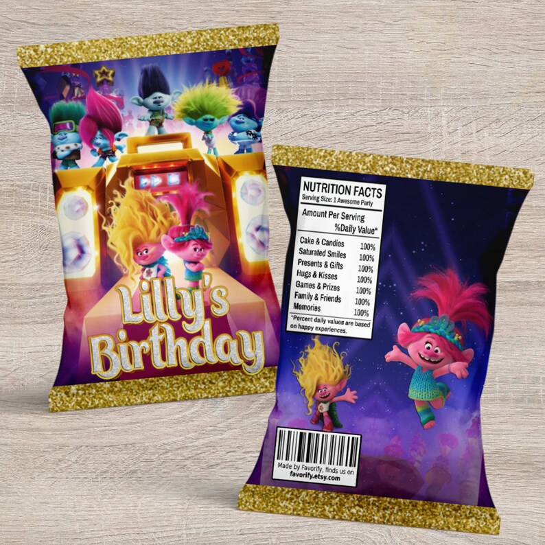 Trolls Chip Bags Wrapper - Trolls 3 Party - Trolls Labels - Girl ...