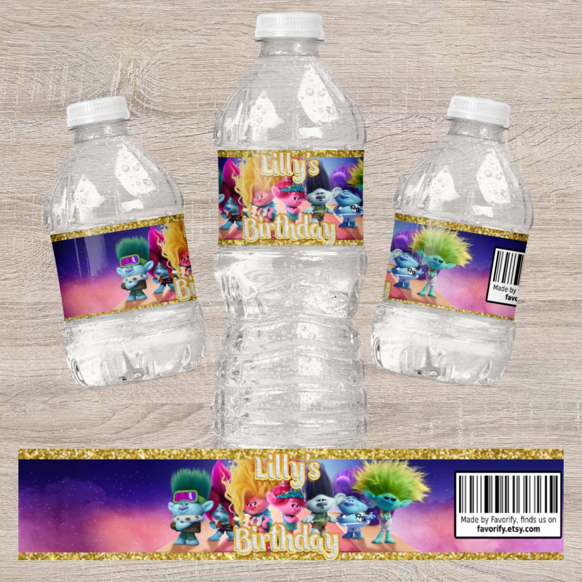 Trolls Water Bottle Label Trolls 3 Party Poppy Bottle Wrap Water Wrap ...