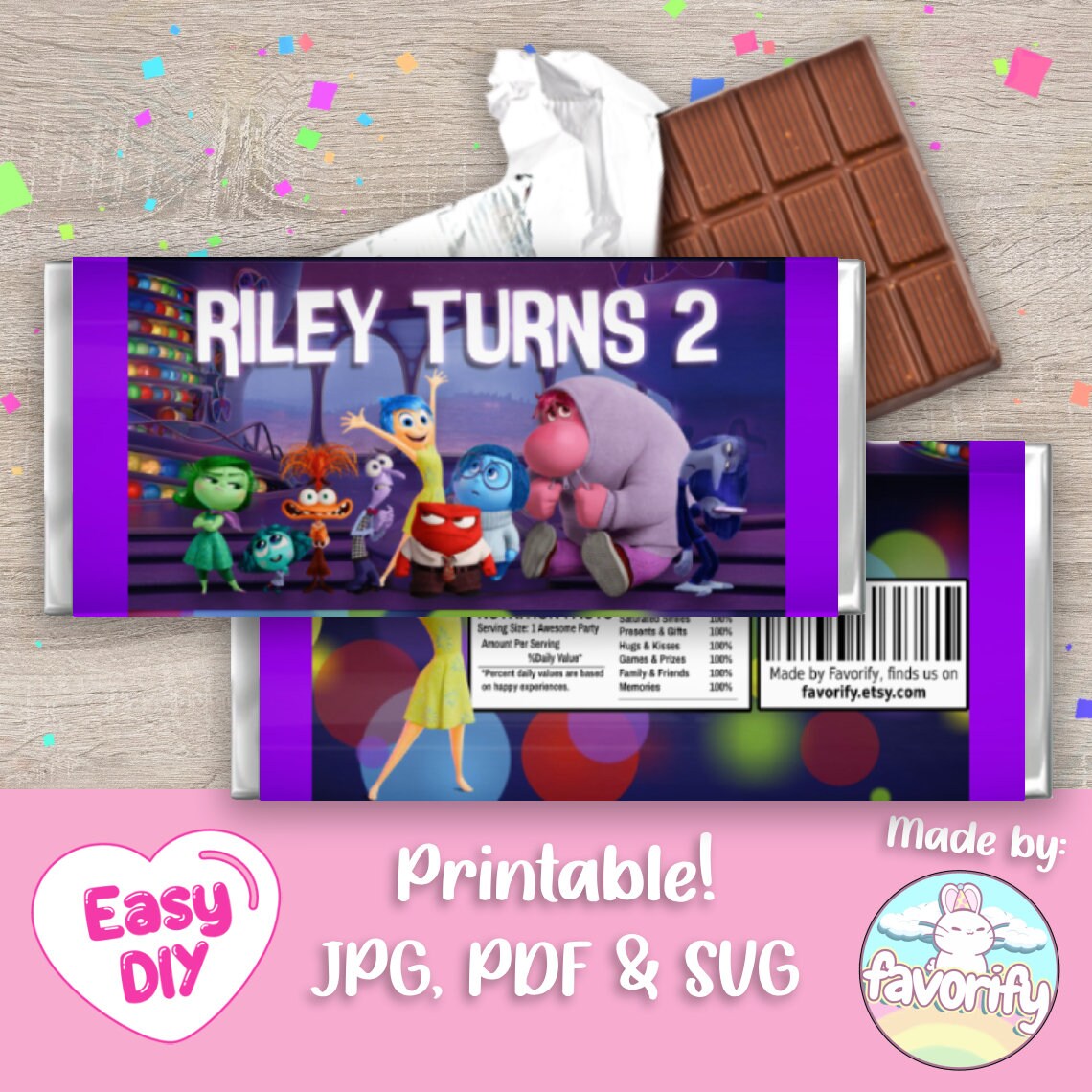 Inside Out Chocolate Bar Wrapper - Intensamente - Inside Out Party ...