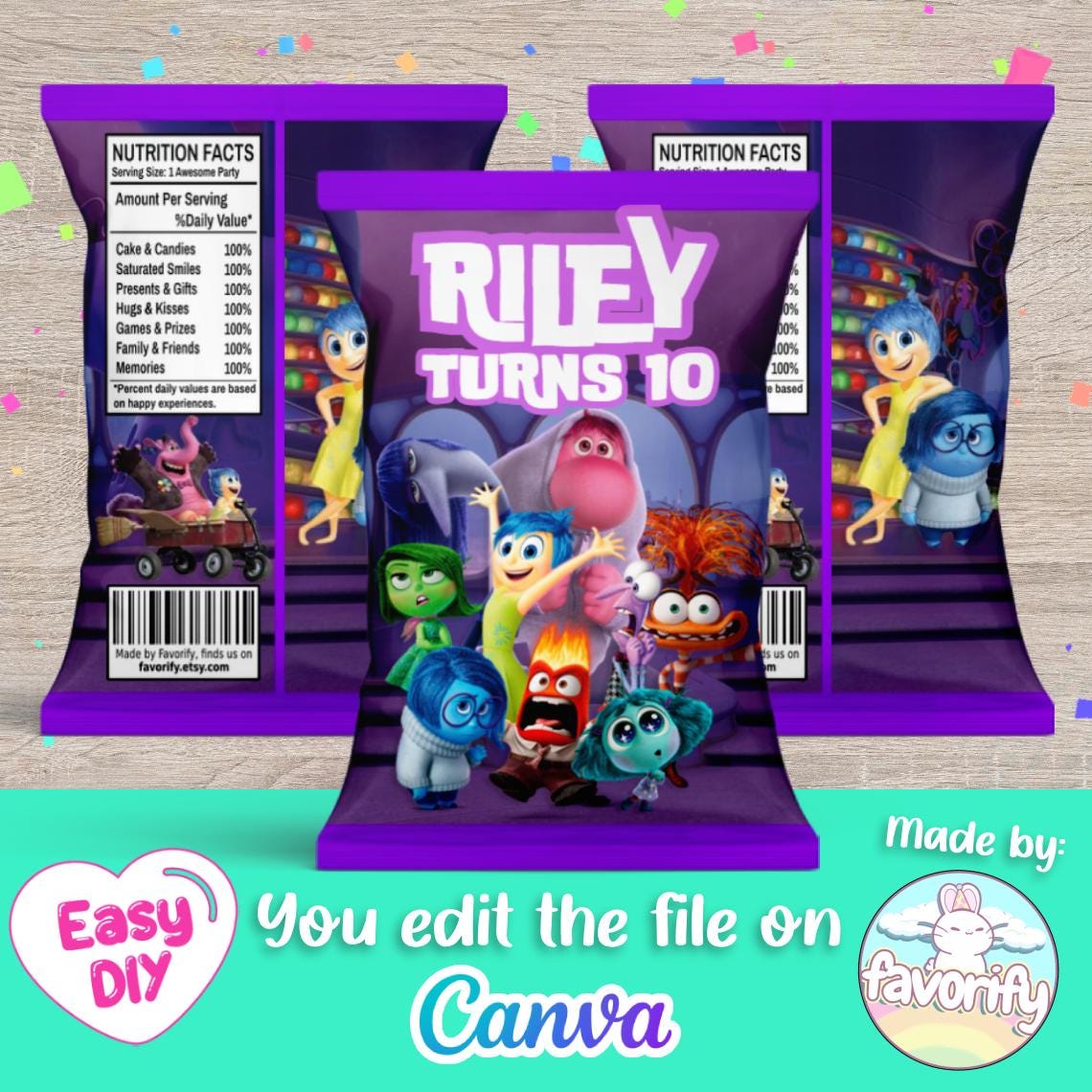 Inside Out Chip Bags Wrapper - Intensamente - Inside Out Party - Favor ...