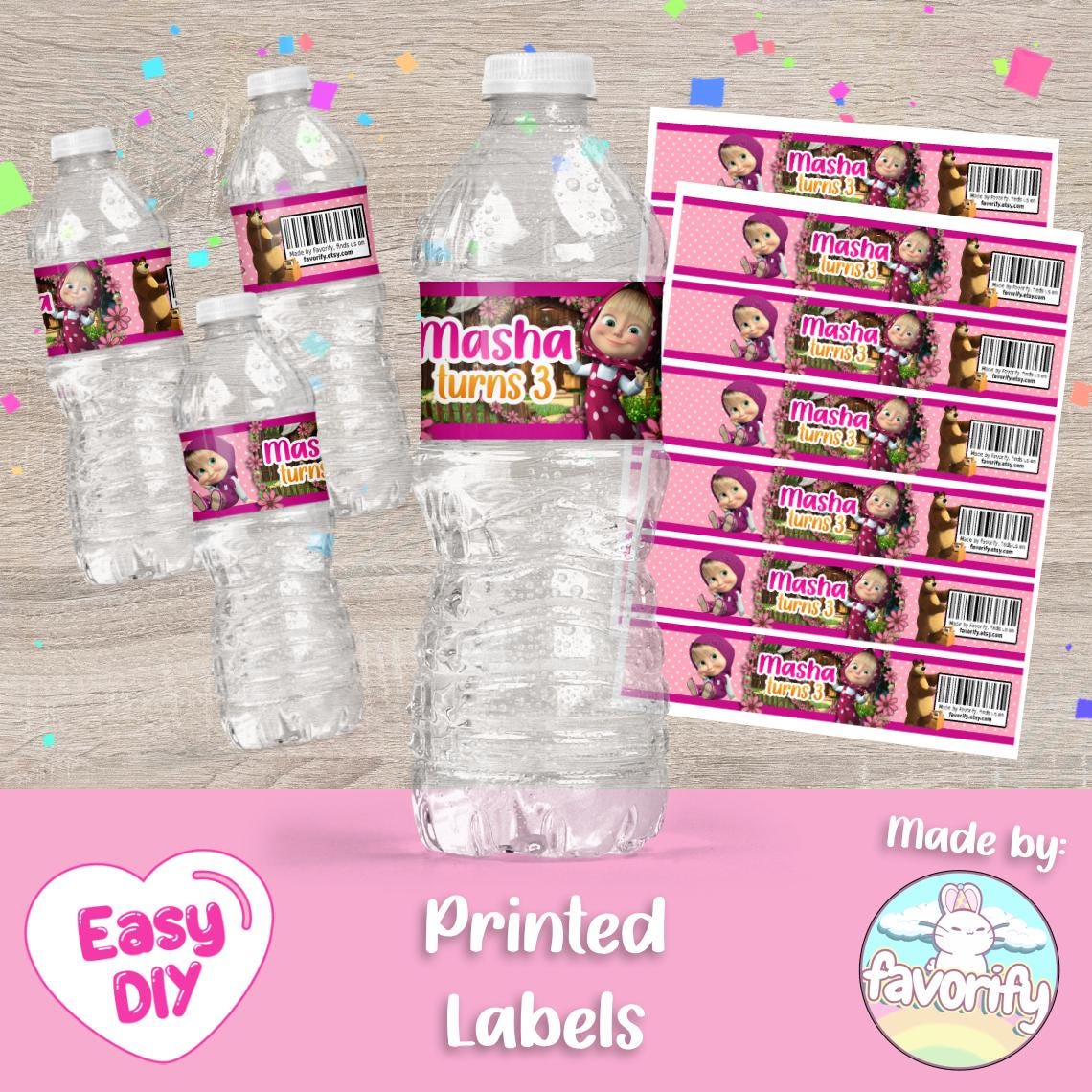 Masha and the Bear Water Bottle Labels - Masha Party - Masha Birthday ...